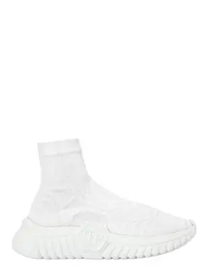 Philipp Plein High-top Knit Sock Sneakers With Chunky Sole - White