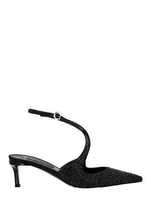 Philipp Plein Embellished Satin Pumps With Ankle Strap - Black