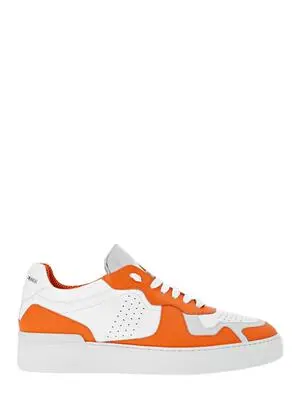 Philipp Plein Bi-smooth Leather Low-top Sneakers With Perforated Toe And Rear Logo - Orange