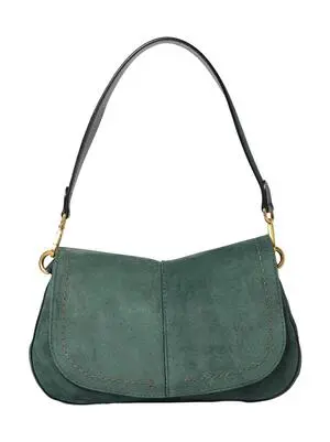 GIANNI CHIARINI Helena Suede Shoulder Bag With Flap And Removable Handle - Green