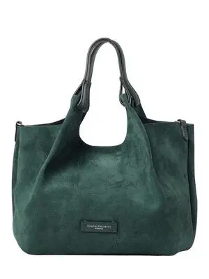 GIANNI CHIARINI Dua Suede Calfskin Handbag With Double Handle - Green