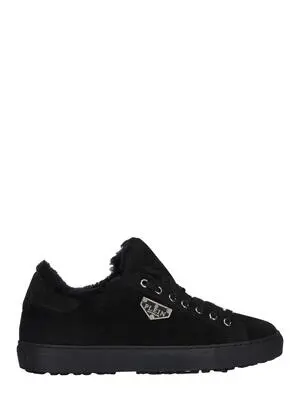 Philipp Plein Suede Shearling Lined Low-top Sneakers - Black