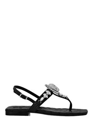 Philipp Plein Embellished Flat Sandals - Black