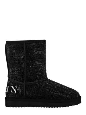 Philipp Plein Embellished Flat Ankle Boots - Black