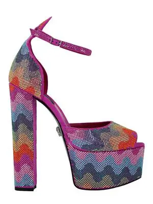 Philipp Plein Embellished Platform Heeled Sandals - Multicolor