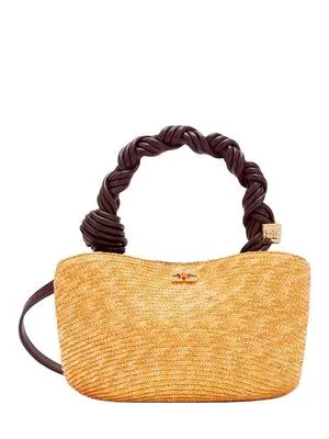 GANNI Braided Raffia Handbag With Top Handle - Rope
