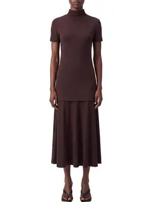 JIL SANDER Slim Fit High-neck Midi Dress - Plum