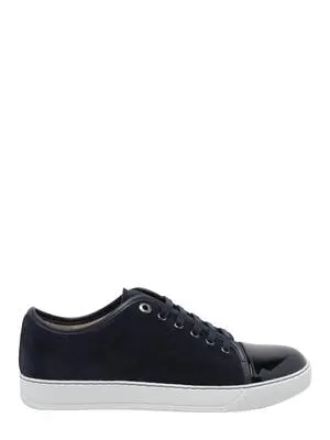 LANVIN Lanvin Suede Calf Leather Sneakers With Patent Leather Cap Toe Blue