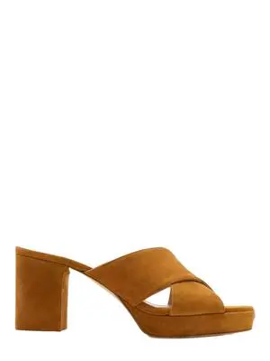 STUART WEITZMAN Crossover Strap Platform Sandals - Brown