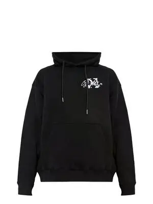 Off-White Logo Print Drawstring Hoodie - Black