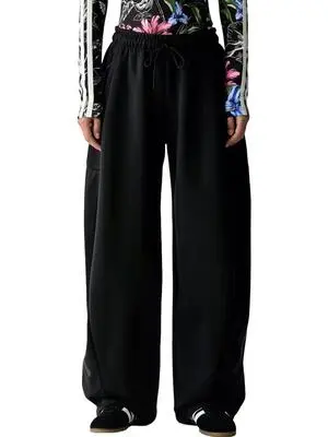 Adidas Logo-print Drawstring Wide-leg Track Pants - Black