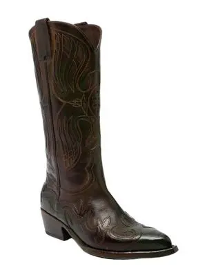 ERALDO Erlado Embroidered Leather Western Boots - Brown
