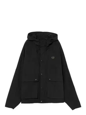 Fred Perry Embroidered Logo Hooded Jacket - Black
