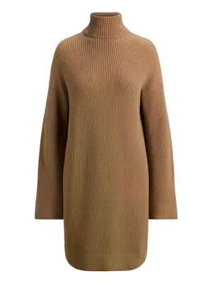 Ralph Lauren Ribbed Knit Turtleneck Mini Dress - Brown