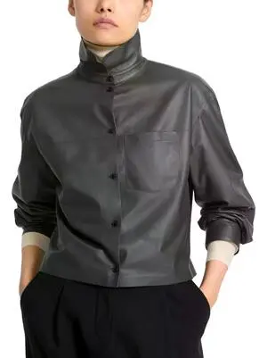 YVES SALOMON Yves Salomon Cropped Leather Shirt