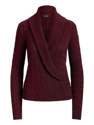 Ralph Lauren Cable Knit Shawl Collar Sweater - Red