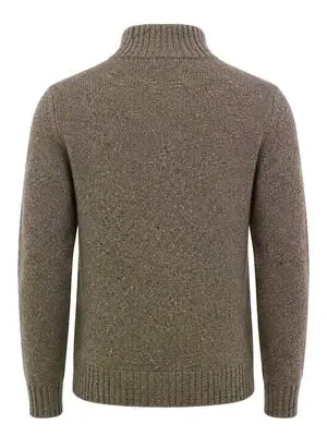 MOORER Fedro Heavy-weight Knit Half-zip Sweater - Brown