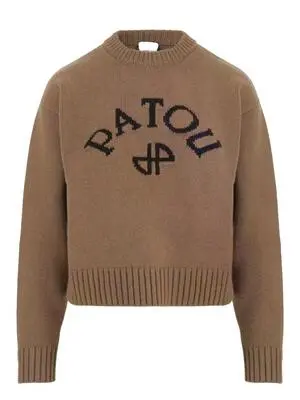 PATOU Embroidered Crew Neck Sweater - Brown