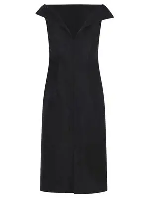 Balenciaga Off-the-shoulder Midi Dress - Black