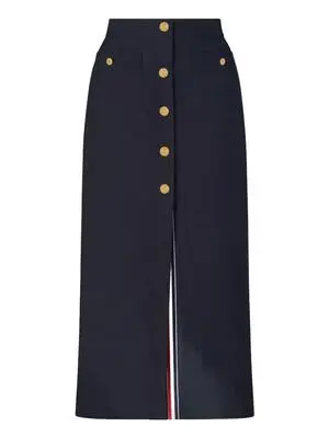 Thom Browne Thom Browne Midi Skirt With Button Detail Blue