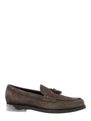 TOD'S Dark Suede Tassel Detail Loafers - Brown