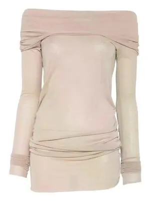 RICK OWENS Rick Owens Off-Shoulder Long Sleeve T-Shirt