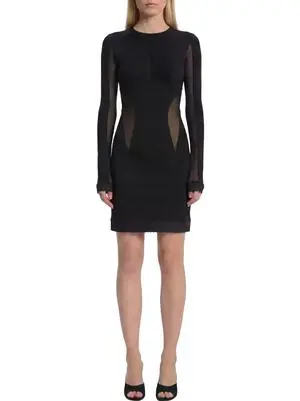 Attico Mini Dress With Sheer Tulle Inserts - Black