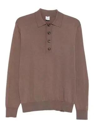 Eleventy Long-sleeve Polo Shirt - Brown