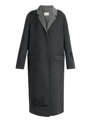 Erdem Embroidered Melange Coat - Grey