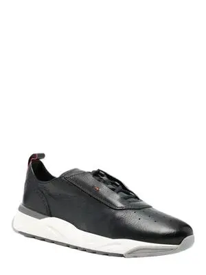 Santoni Perforated Panelled Sneakers - Black