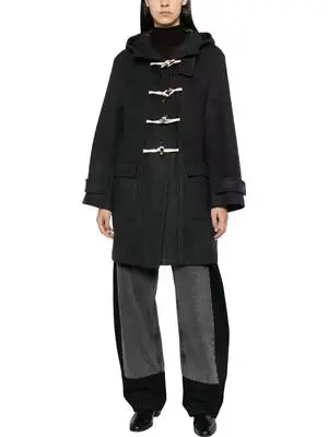 SEMICOUTURE Hooded Toggle-fastening Coat - Grey