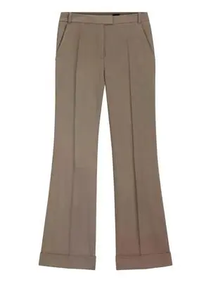 BOSS Gabardine Flared Trousers With Pressed Creases - Neutrals