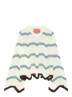 La DoubleJ Chevron Knit Scalloped-edge Knit - Neutrals