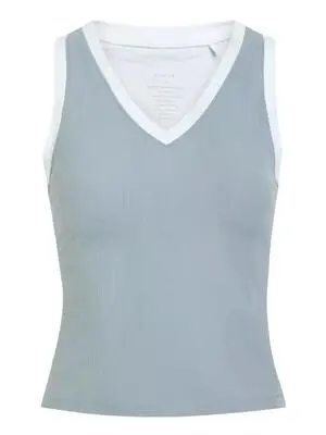 Varley Chia Ribbed-knit V-neck Tank Top - Blue