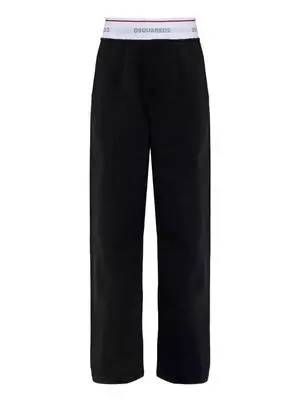 Dsquared2 Cotton Sweatpants With Logo Waistband - Black