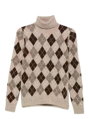 P.a.r.o.s.h Argyle Knit Roll-neck Sweater - Neutrals