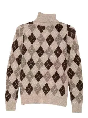 P.a.r.o.s.h Argyle Knit Roll-neck Sweater - Neutrals