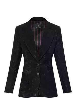 Etro Floral Jacquard Single-vent Blazer - Black