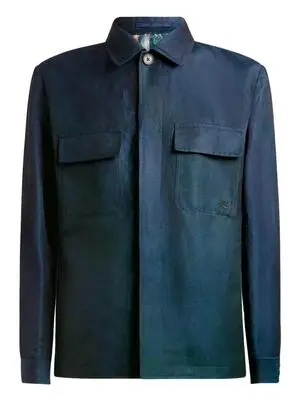 Etro Wool And Linen Shacket - Blue