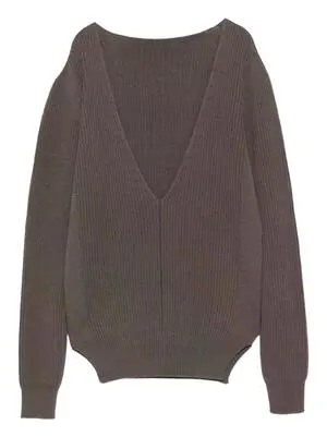 Rick Owens V-neck Ribbed Knit Sweater - Grey