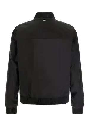 BOSS Water-repellent Jacket With Monogram-pattern Sleeves - Black