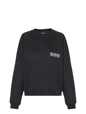 Balmain Logo Detail Cotton Sweatshirt - Black