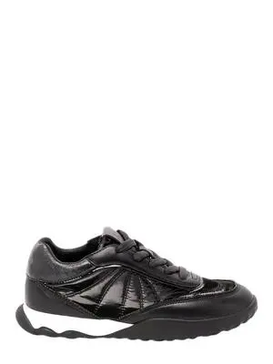Pinko Quilted Panelled Round Toe Lace Up Sneakers - Black