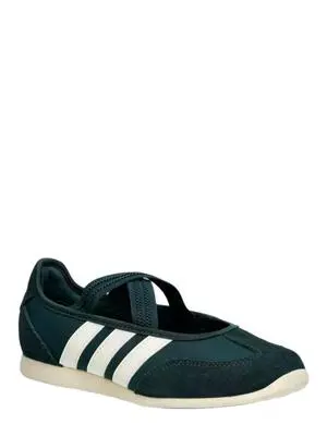 Adidas Suede Panelled 3-stripe Ballet Flats - Green