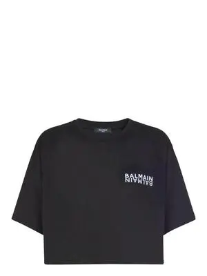 Balmain Printed Cotton T-shirt - Black