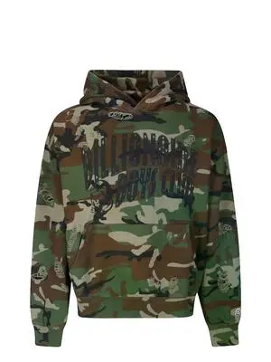 BILLIONAIRE BOYS CLUB Camouflage Distressed Logo Hoodie - Green