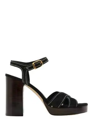STUART WEITZMAN Dayna Contrast-stitch Platform Sandals - Black