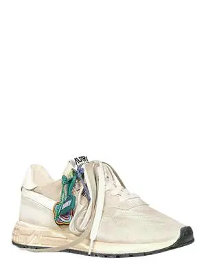 AUTRY Distressed-finish Lace-up Sneakers - Neutrals