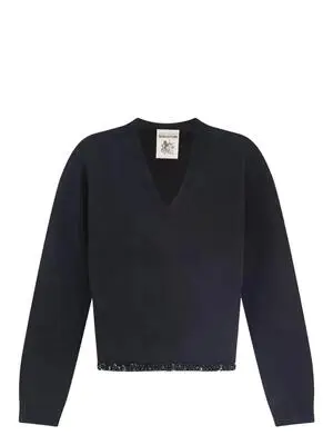 SEMICOUTURE Sequin-embellished V-neck Sweater - Black