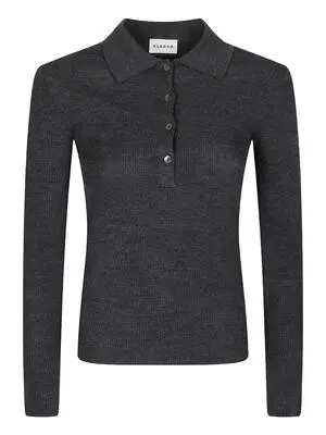 P.a.r.o.s.h Ribbed Knit Polo Shirt - Grey